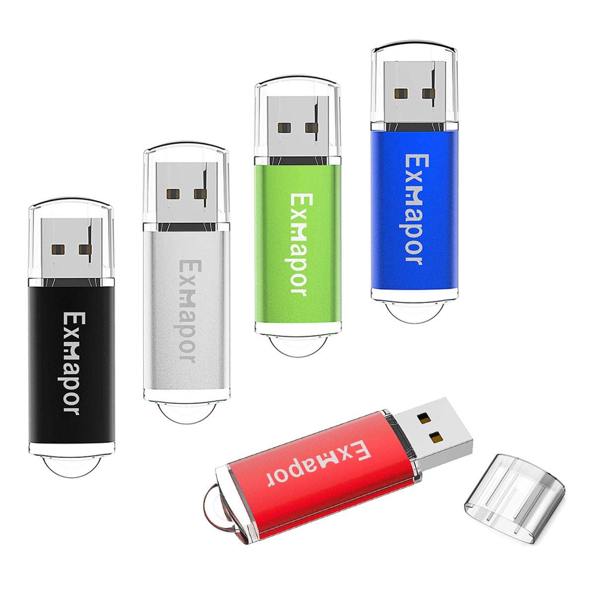 【楽天市場】5個セット 32GB USBフラッシュメモリ Exmapor USBメモリ キャップ式 五色（赤、黒、銀、緑、青）：THRSparkle