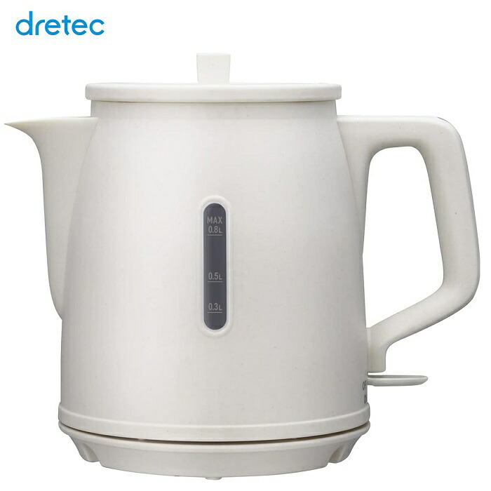【楽天市場】【RSL】dretec/ドリテック 電気ケトル キューポット KYUPOT ホワイト 0.8L PO-372WT ｜ 0.3L / 0.5L / 0.8L 窓 目盛付き ｜ 電気 ...