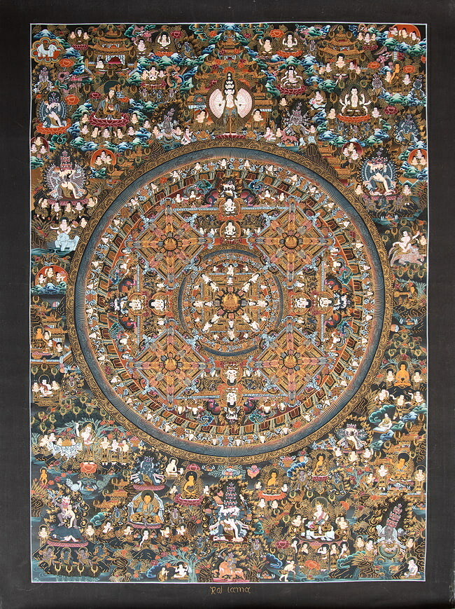 【楽天市場】【送料無料】 〔Raj Lama作 一点物 美術館収蔵品級〕タンカ 大円蓮華界曼荼羅 68x93cm / 仏画 マンダラ チベット ...