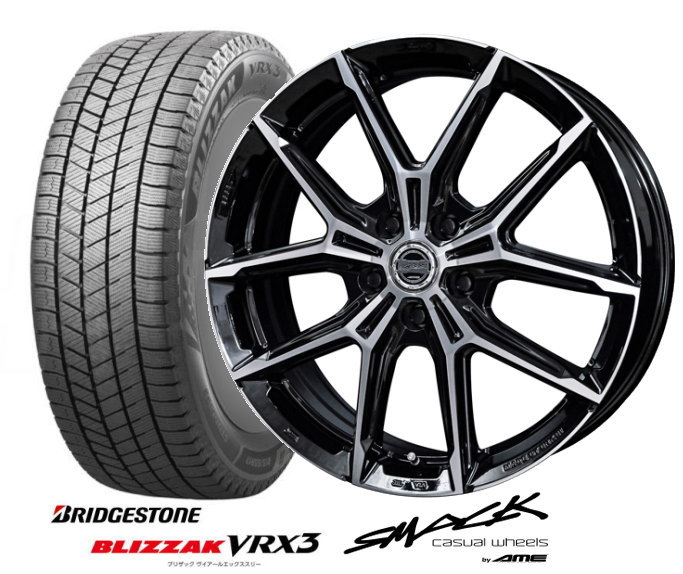 【楽天市場】【215/55R17】【17インチ】【BRIDGESTONE BLIZZAK VRX3】【ブリヂストン ブリザック VRX3】【KYOHO SMACK +EK-M1】【ブラック ...