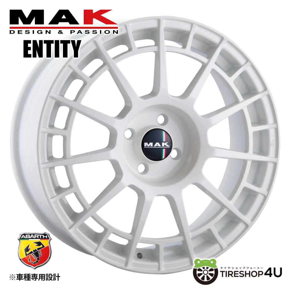 【楽天市場】阿部商会 MAK ENTITY 17x7J 4/98 +35 グロスホワイト HUBΦ58.1MAKシリーズ エンティティー 純正ボルト対応アバルト新品アルミホイール1本価格 [4 ...