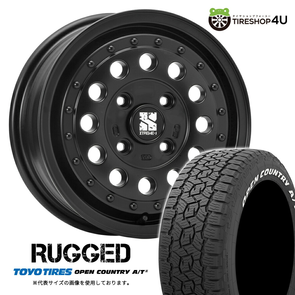 【楽天市場】XTREME-J RUGGED 14×5.0J 4/100 +35 5J サテンブラック TOYO OPEN COUNTRY A/T3W 165/80R14 97/95N LT ...