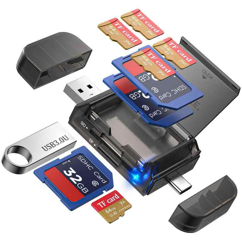 【楽天市場】6-in-1 SD/TFカードリーダーアダプター（USB A・Type-Cポート・USB 3.0スロット統合搭載）がMicro SD/SDC/SDXC/Mメモリーカード対応35 ...