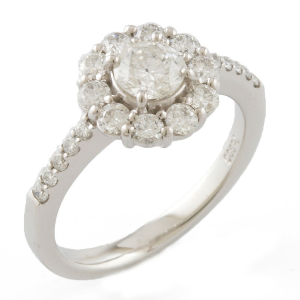 【楽天市場】【送料無料】【中古】 Pt900 リング 指輪 13号 フラワー 花 ダイヤモンド 0.55CT 0.70CT Pt900プラチナ ...