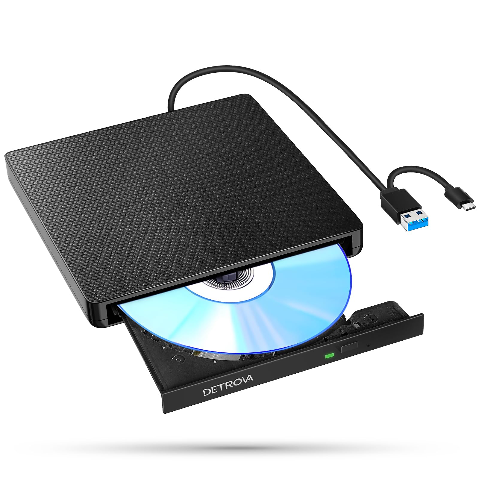 【楽天市場】DETROVA 外付けDVD/CDドライブ DVDレコ CD/DVD-Rプレイヤー USB3.0&Type-C両用ケーブル Window/Linux/Mac OS対応 読み出し ...