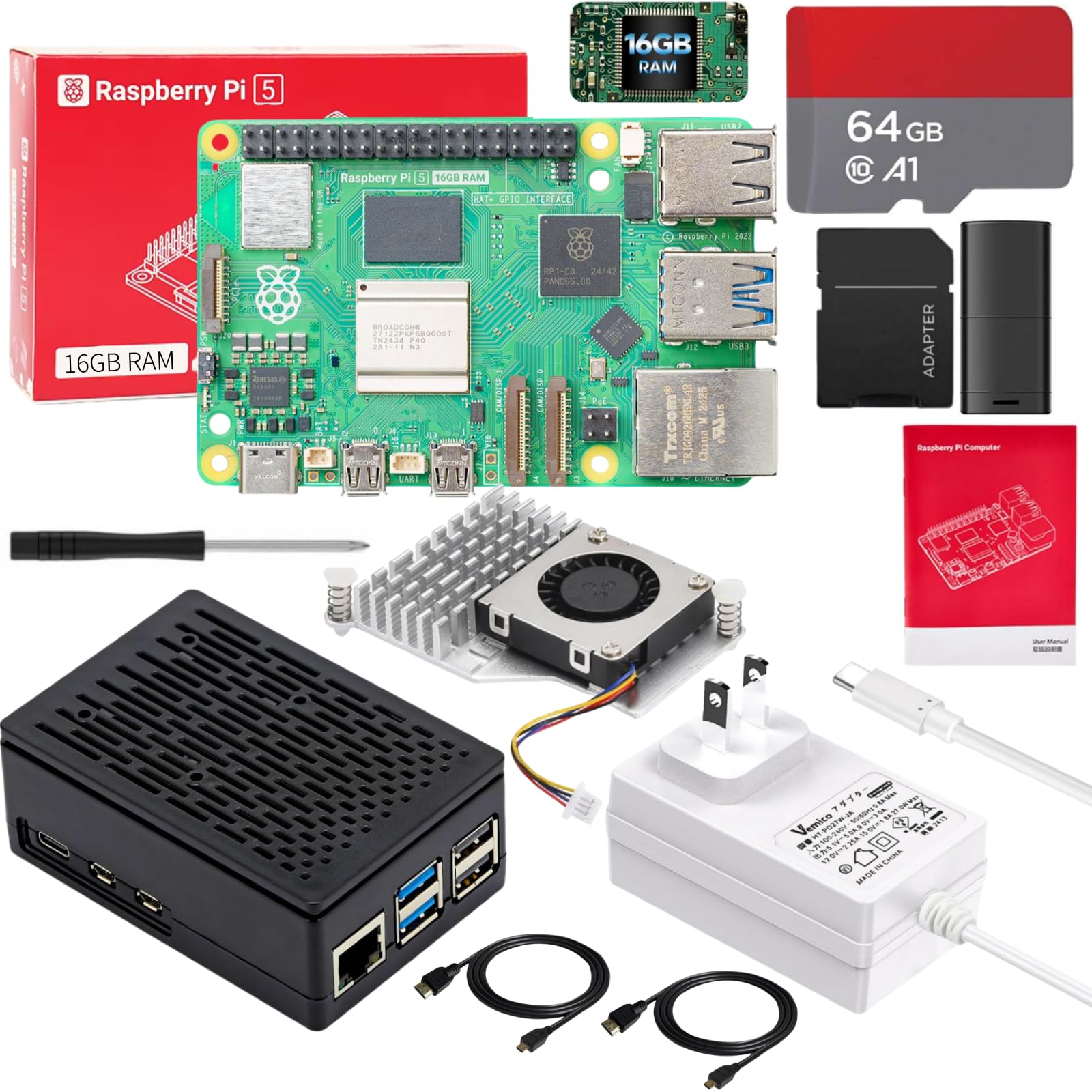 【楽天市場】Vesonn Raspberry Pi5 16GB Starter Kit 技適を取得済み ラズベリーパイ5 16GBボード ...