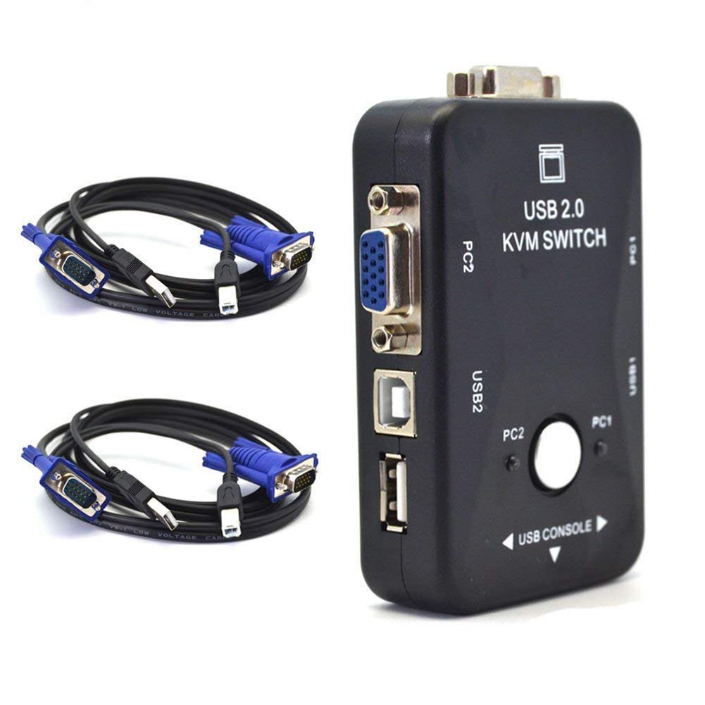 【楽天市場】COOLEAD パソコン切替器 KVMスイッチ 2ポート USB2.0 KVM VGAスイッチボックス 手元スイッチ CPU/PC切替器 1台の画面で2台のPCを操作 VGA ...