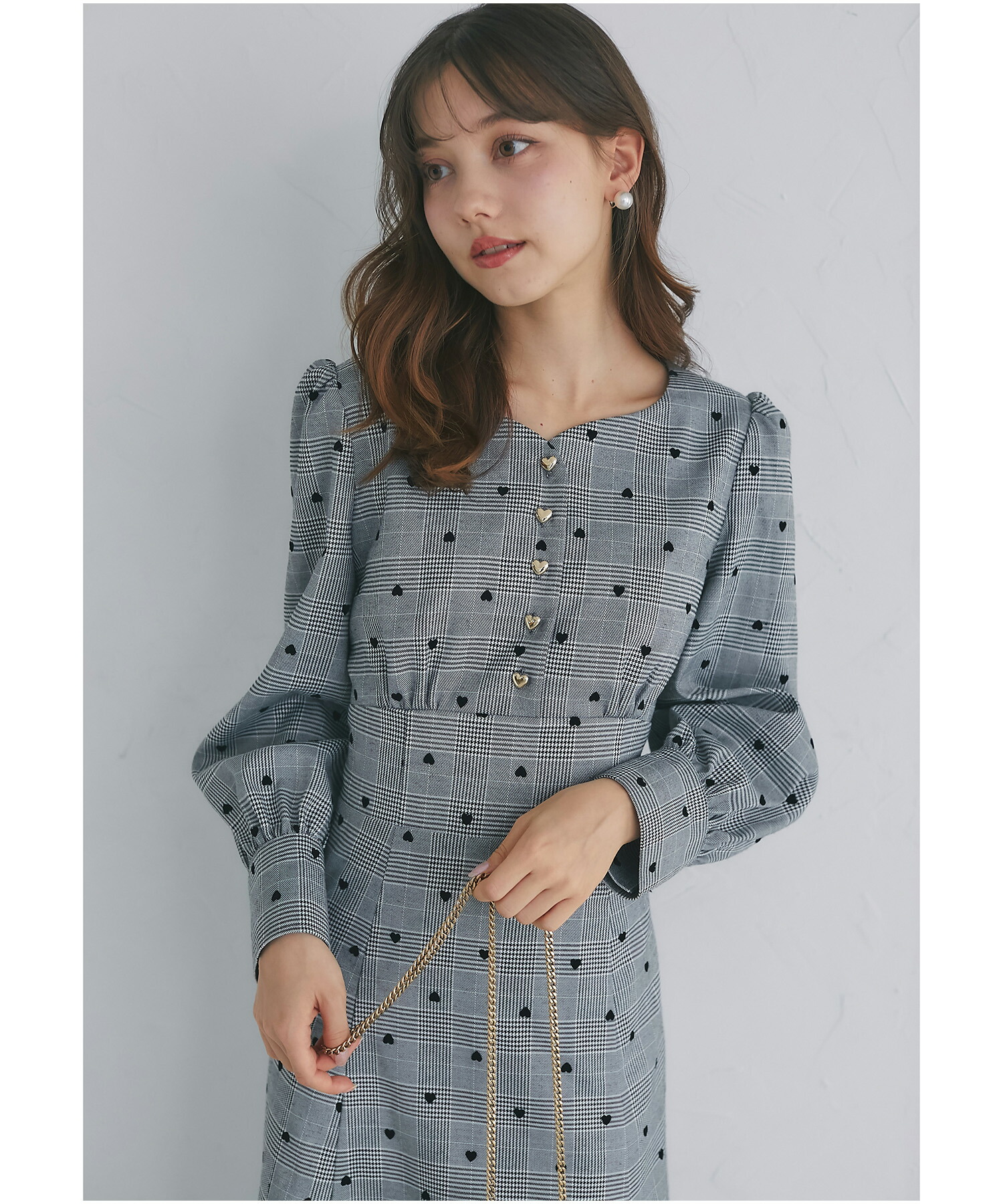 【楽天市場】ハート釦バックレースアップハートフロッキー×チェックワンピース【qulian キュリアン】tocco closet(トッコ ...
