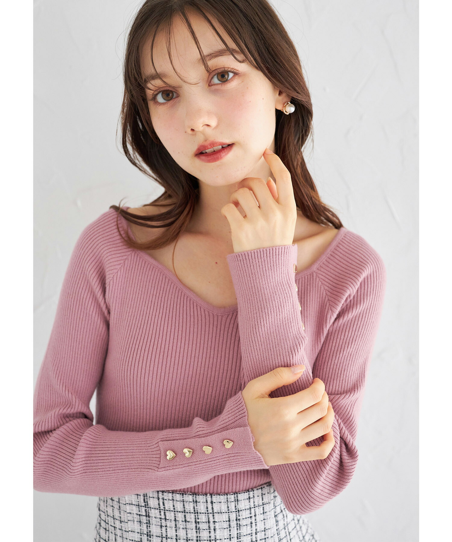 【楽天市場】袖口ハート飾り釦付きハートネックリブニットプルオーバー【xaviera ザビエラ】tocco closet(トッコクローゼット ...