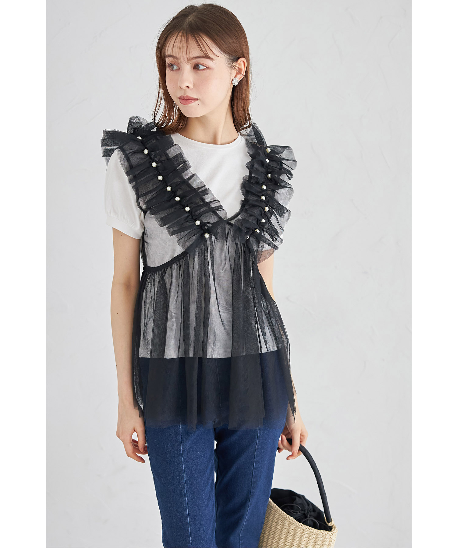 【楽天市場】パール付きチュールビスチェ【sewale シワール】tocco closet(トッコクローゼット) ブラック アイボリー 商品番号 ...