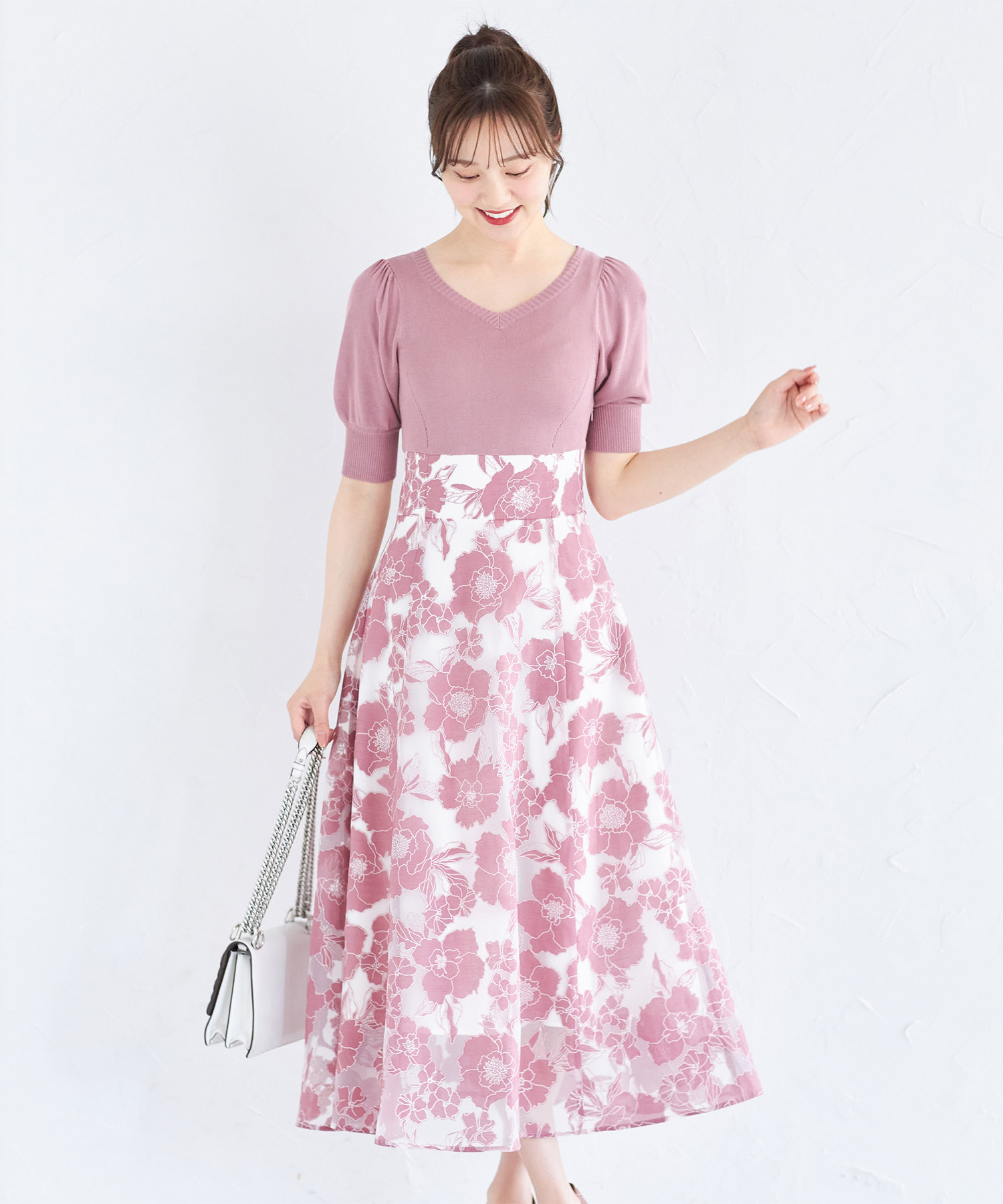 【楽天市場】バックレースアップオパールフラワープリントドッキングワンピース【faleen ファーリン】tocco closet(トッコ ...