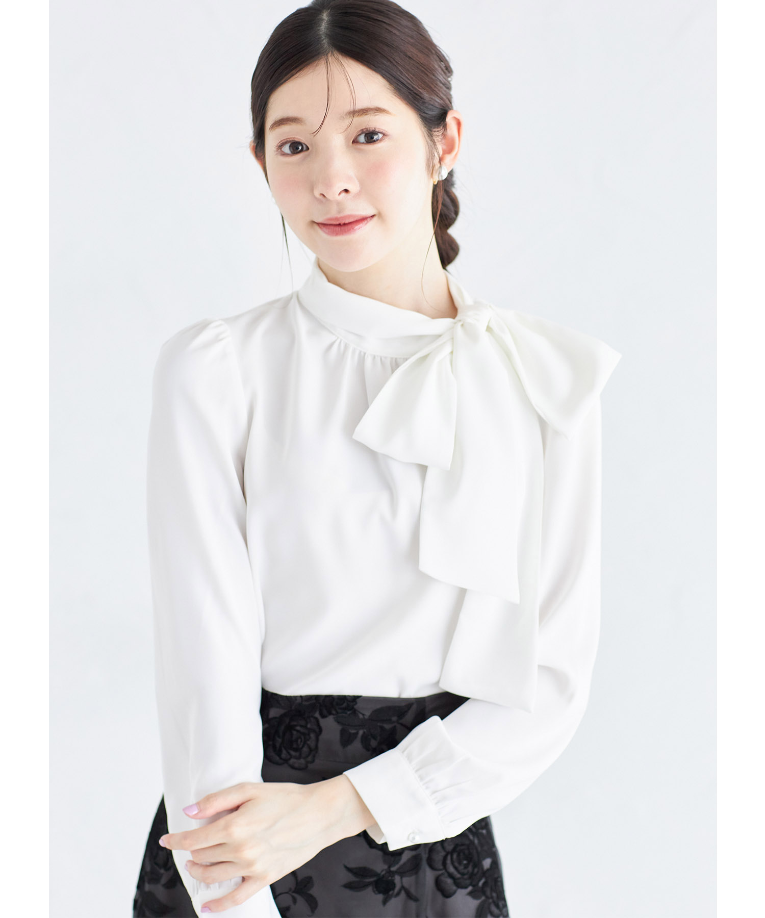 【楽天市場】サイドネックボウタイリボンブラウス【janles ジェンリス】tocco closet(トッコクローゼット) オフホワイト ...