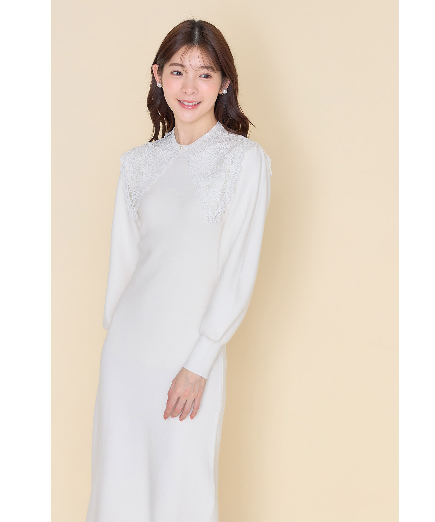 【楽天市場】取り外し可能なフラワーレース襟付きニットワンピース【meliora メリオラ】tocco closet(トッコクローゼット) オフ ...