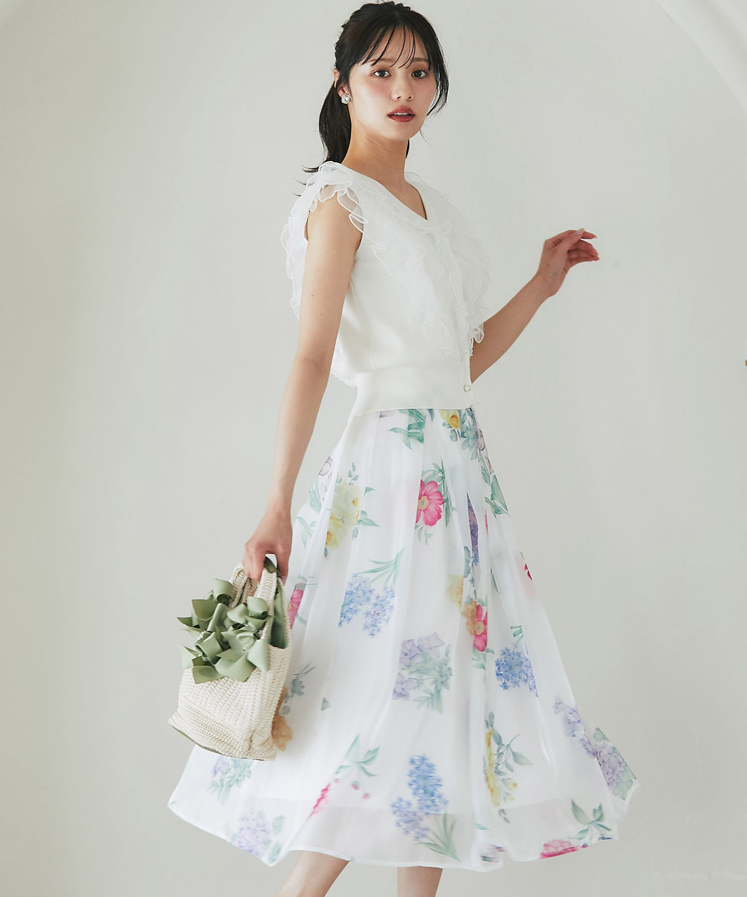 【楽天市場】ボタニカルフラワープリントシアーフレアスカート【isolina イソリナ】tocco closet(トッコクローゼット) ピンク ...