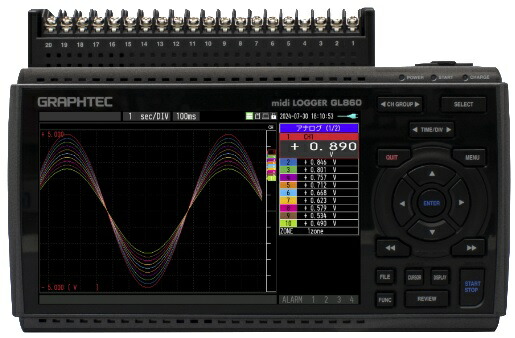 【楽天市場】グラフテック データロガー midi LOGGER GL860【20chネジ端子(B-563)付属】（GL840シリーズ後継品 ...