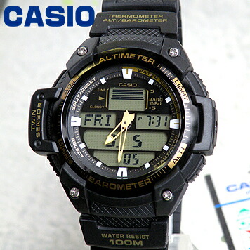 【楽天市場】「カシオCASIOSPORTS GEAR スポーツギア スポーツウォッチ SGW-400H-1B2 ブラック 圧力と温度センサーを ...