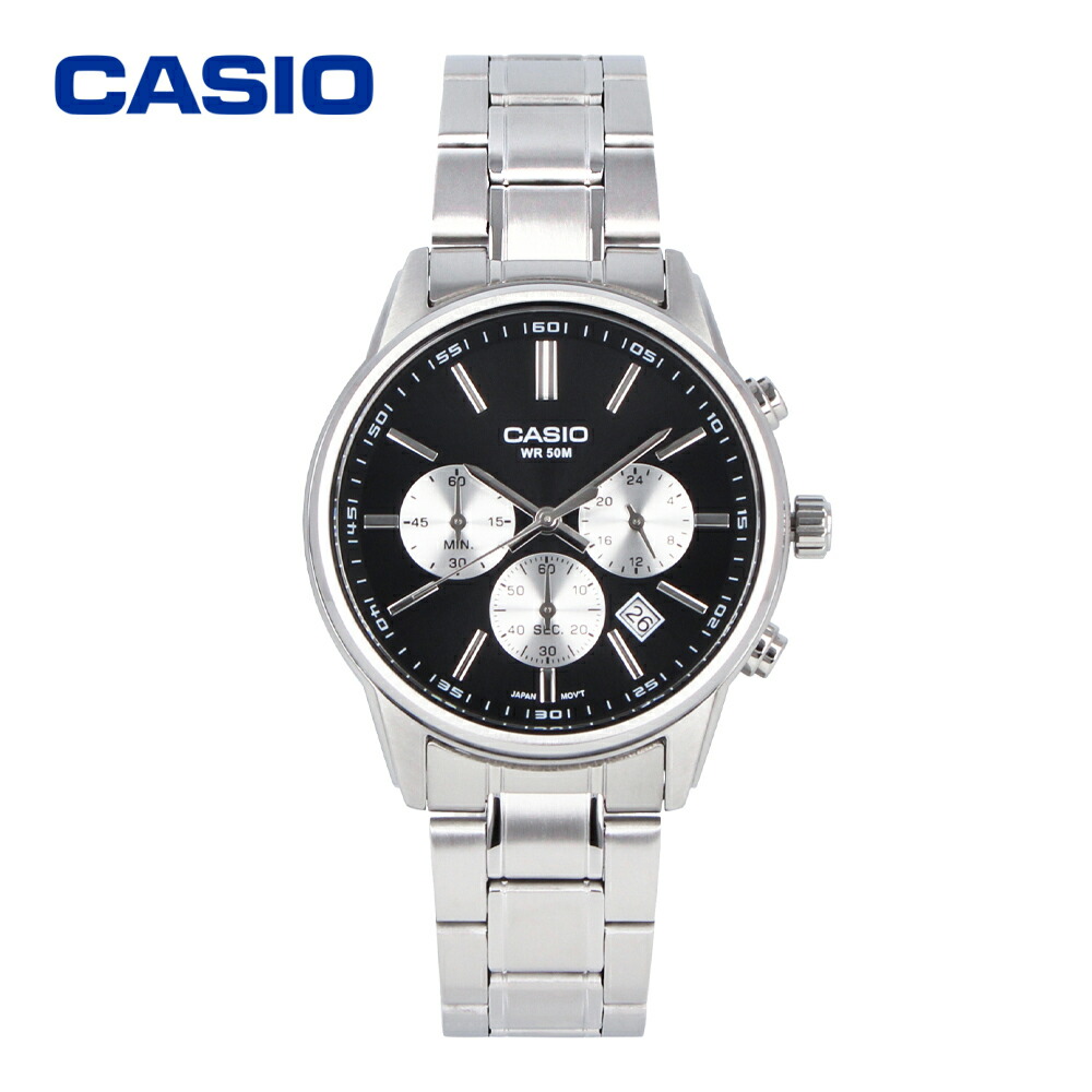 【楽天市場】casio カシオ カシオスタンダード チープカシオ チプカシ腕時計 時計 メンズ クオーツ アナログ クロノグラフ ステンレス メタル シルバー ブラック Mtp E515d
