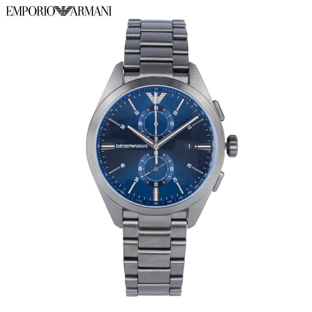 【楽天市場】EMPORIO ARMANI エンポリオ アルマーニ腕時計 時計 メンズ クオーツ アナログ クロノグラフ ステンレス メタル ガンメタリック グレー ブルー AR11481 ...