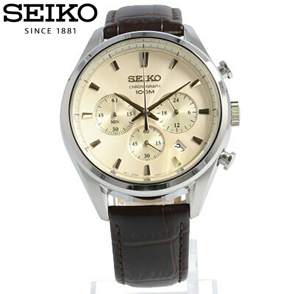 【楽天市場】SEIKO セイコー 腕時計 時計 メンズ アナログ クオーツ クロノグラフ スポーティー ビジネス 仕事 就活 防水 レザー 革 ...