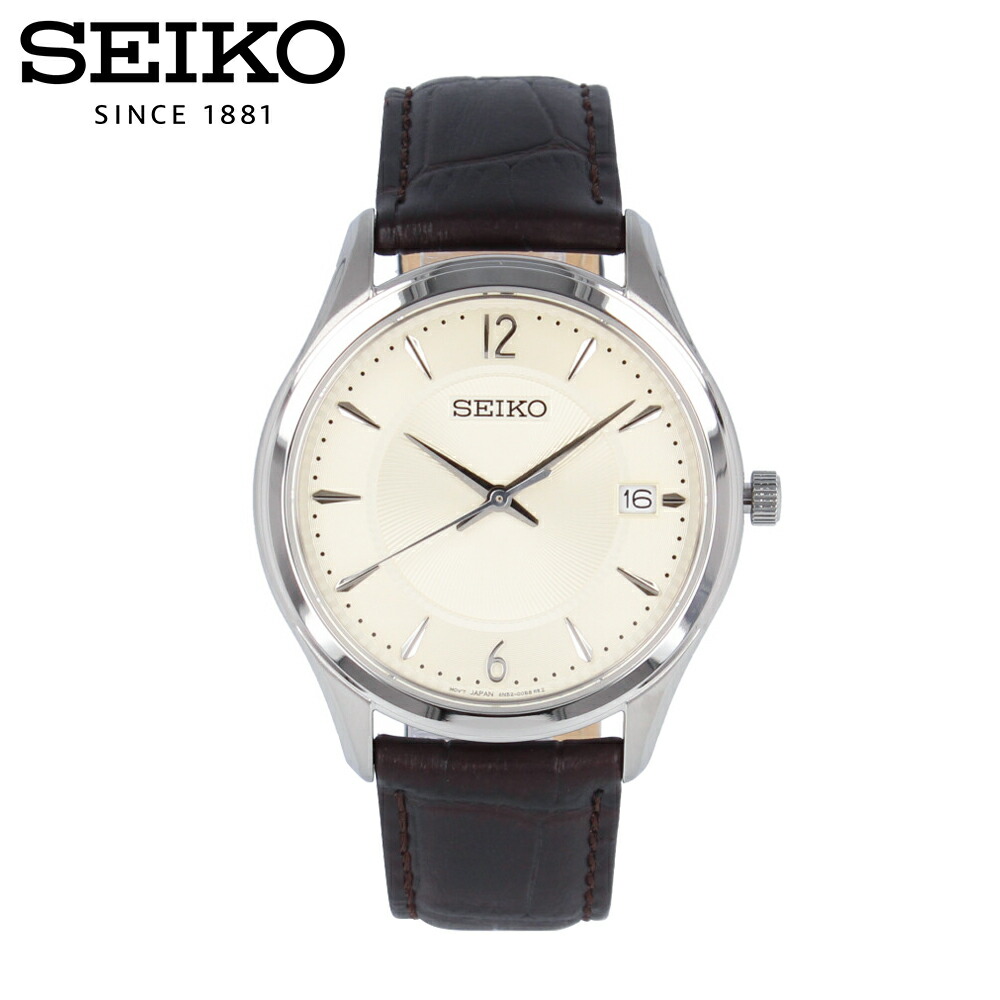 【楽天市場】SEIKO セイコー腕時計 時計 メンズ 防水 クオーツ アナログ 3針 ステンレス レザー ダークブラウン シルバー シャンパン ...