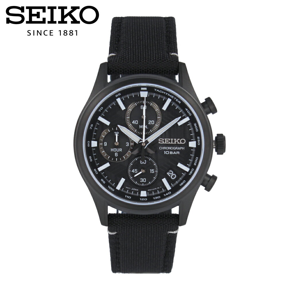 【楽天市場】SEIKO セイコー腕時計 時計 メンズ 防水 クオーツ アナログ クロノグラフ ステンレス ナイロン レザー ブラック ...
