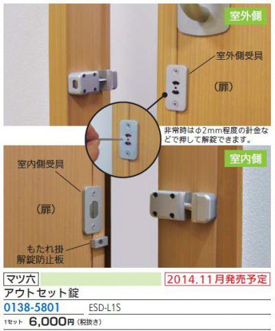 【楽天市場】FR マツ六 ESD-L1S アウトセット錠：得する 住宅資材館