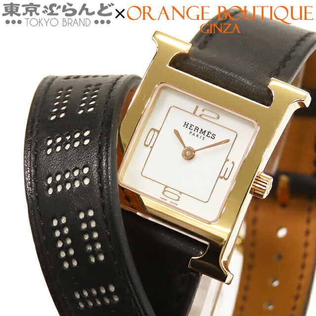 【楽天市場】【ψ】【3年保証】【返品可】 エルメス HERMES Hウォッチ ドゥブルトゥール HH1.202 D刻印 ホワイト SS レザー ...