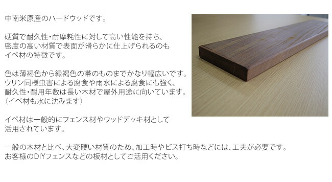 【楽天市場】イペ材10枚セット/サイズ：幅：105mm×長さ：1800mm×厚み：30mm（天然木の板材セット販売）/【高耐久木材 ハード ...