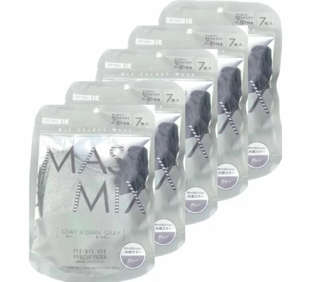 【楽天市場】5個セット 送料無料【グレー（ダークグレー紐）】MAS MIX COLORS MASK GRAY×DARK GRAY グレー× ...