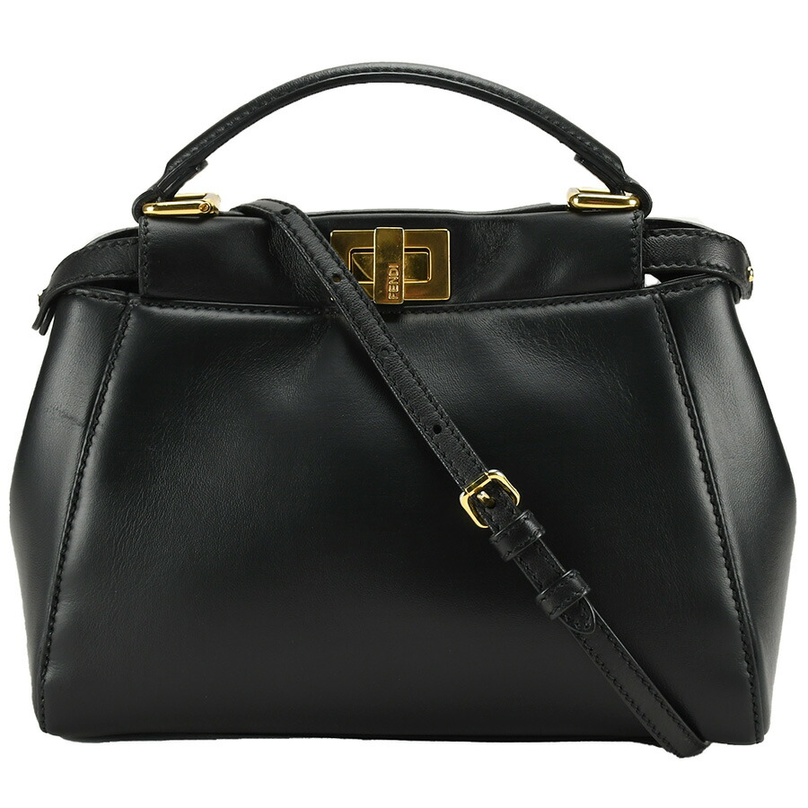 【楽天市場】フェンディ FENDI ミニ ピーカブー 8BN244 ブラック 黒 ゴールド金具 レザー ハンドバッグ 2way ショルダーバッグ レディース 【中古】：ブランドリユース ...