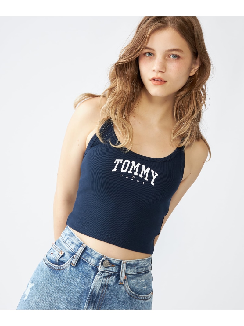 【楽天市場】【SALE／50%OFF】クロップドバーシティタンクトップ TOMMY JEANS トミーヒルフィガー トップス カットソー・Tシャツ ネイビー ホワイト【RBA_E ...