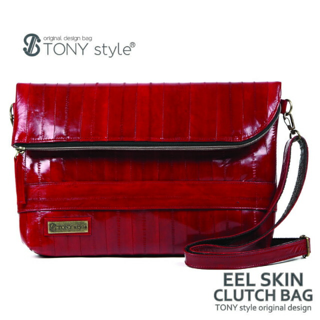 【楽天市場】【イールスキン】送料無料！ 2WAYクラッチバッグ ショルダーバッグ レッド 赤色 TONY styleオリジナル セカンドバッグ ...