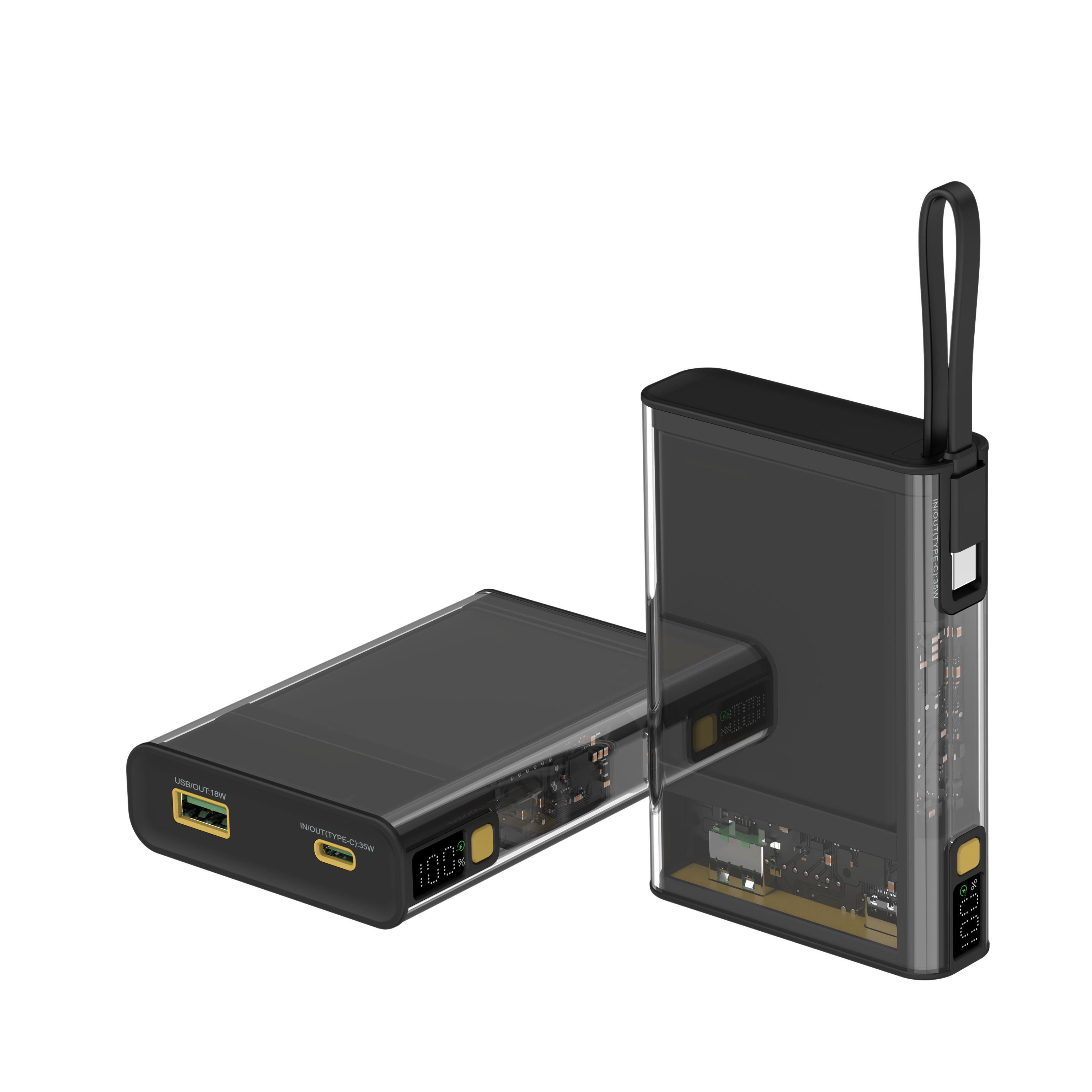 【楽天市場】準固体電池 モバイルバッテリー 10000mAh 35W PSE適合 発火対策 高温耐性 防災用 USB-Cケーブル内蔵：東旺楽天市場店