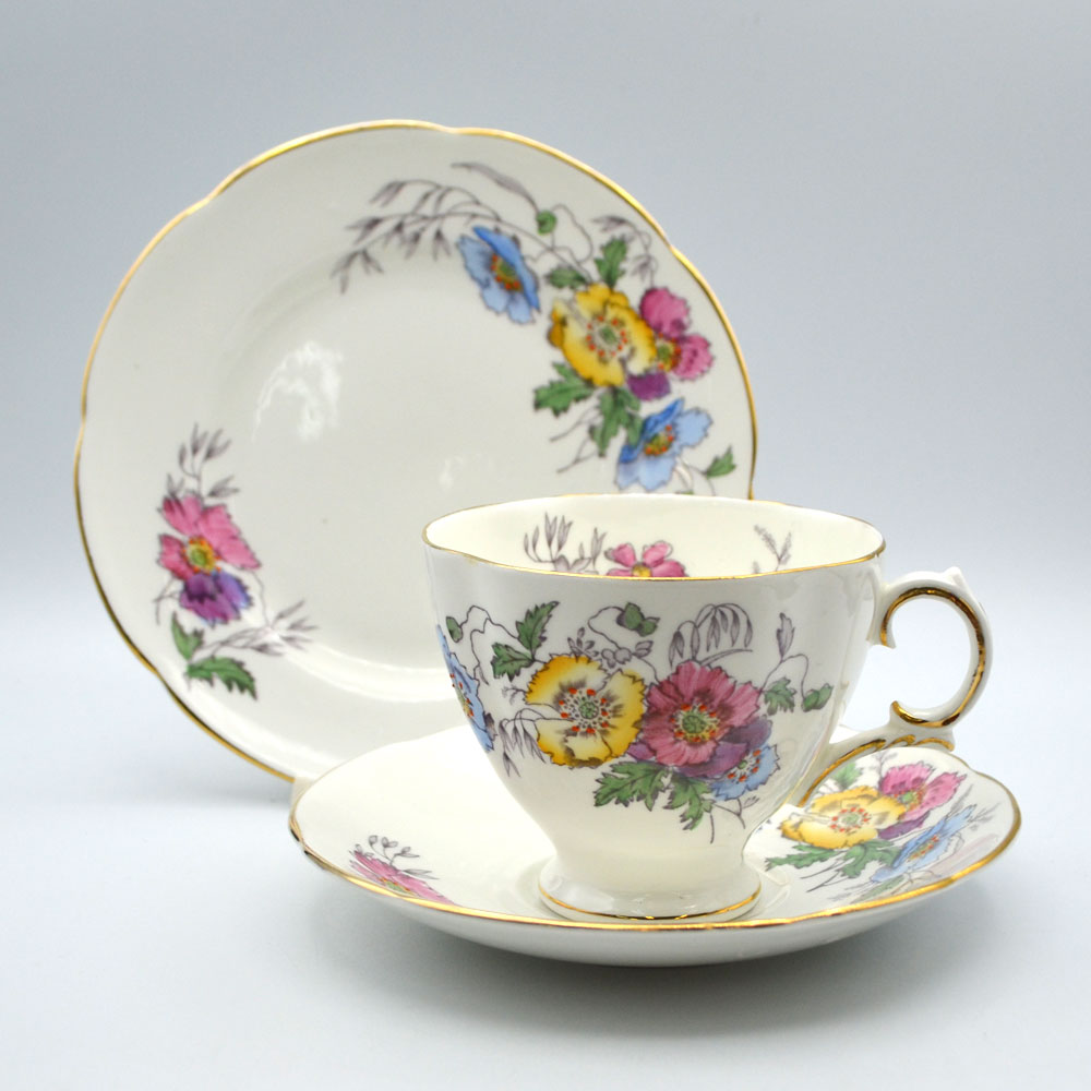 【楽天市場】ヴィンテージ トリオ ティーカップ＆ソーサー Spencer Stevenson スペンサースティーブンソン Poppy ポピー ...