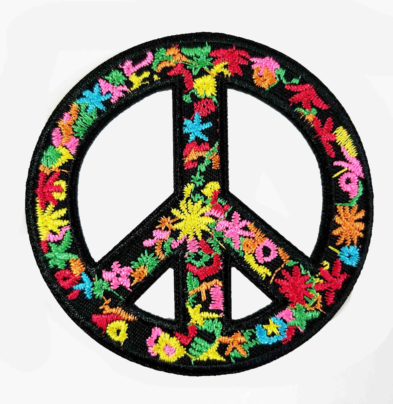 【楽天市場】AT【アイロンワッペン】ピースマークダイカット BKフラワー 7.6cm：Tough-Z 楽天市場店