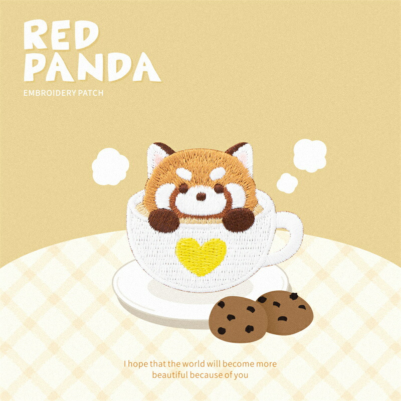 【楽天市場】WM-ワッペン RED PANDA 「 ティーカップ 」＃7 可愛いイラストの刺繍ワッペン：Tough-Z 楽天市場店