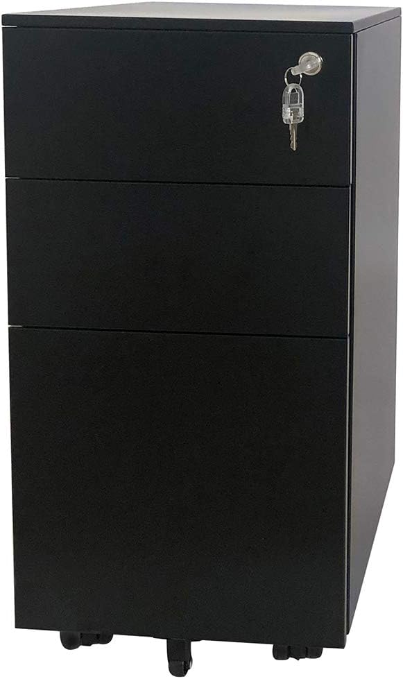 【楽天市場】オフィスワゴン（ブラック）スリムワゴン 3段 デスクワゴン サイドワゴン 鍵付き キャスター付き スチール ペントレー ホワイト ブラック A4 ファイル オフィス家具 オフィス ...