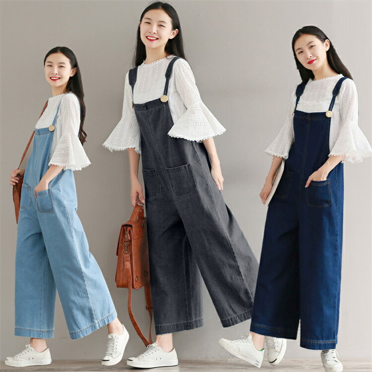 【楽天市場】【5%OFFクーポン＋P5倍 9/24 1:59迄】サロペット レディース デニムサロペット ワイドパンツ ロング丈 オールイン ...