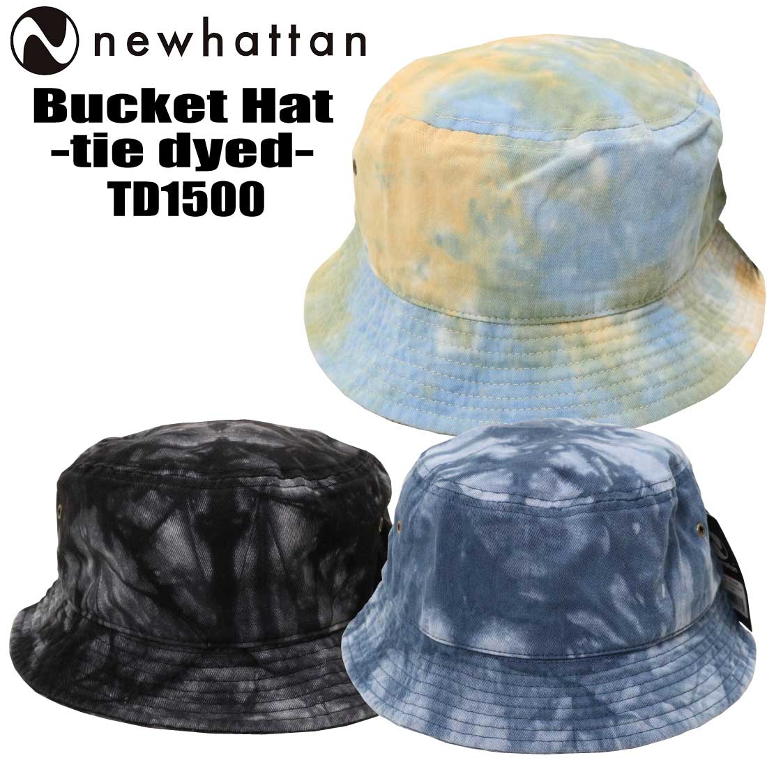 【楽天市場】メール便 newhattan ニューハッタン 帽子 バケットハット TB1500 Bucket Hat タイダイ スケーター ...