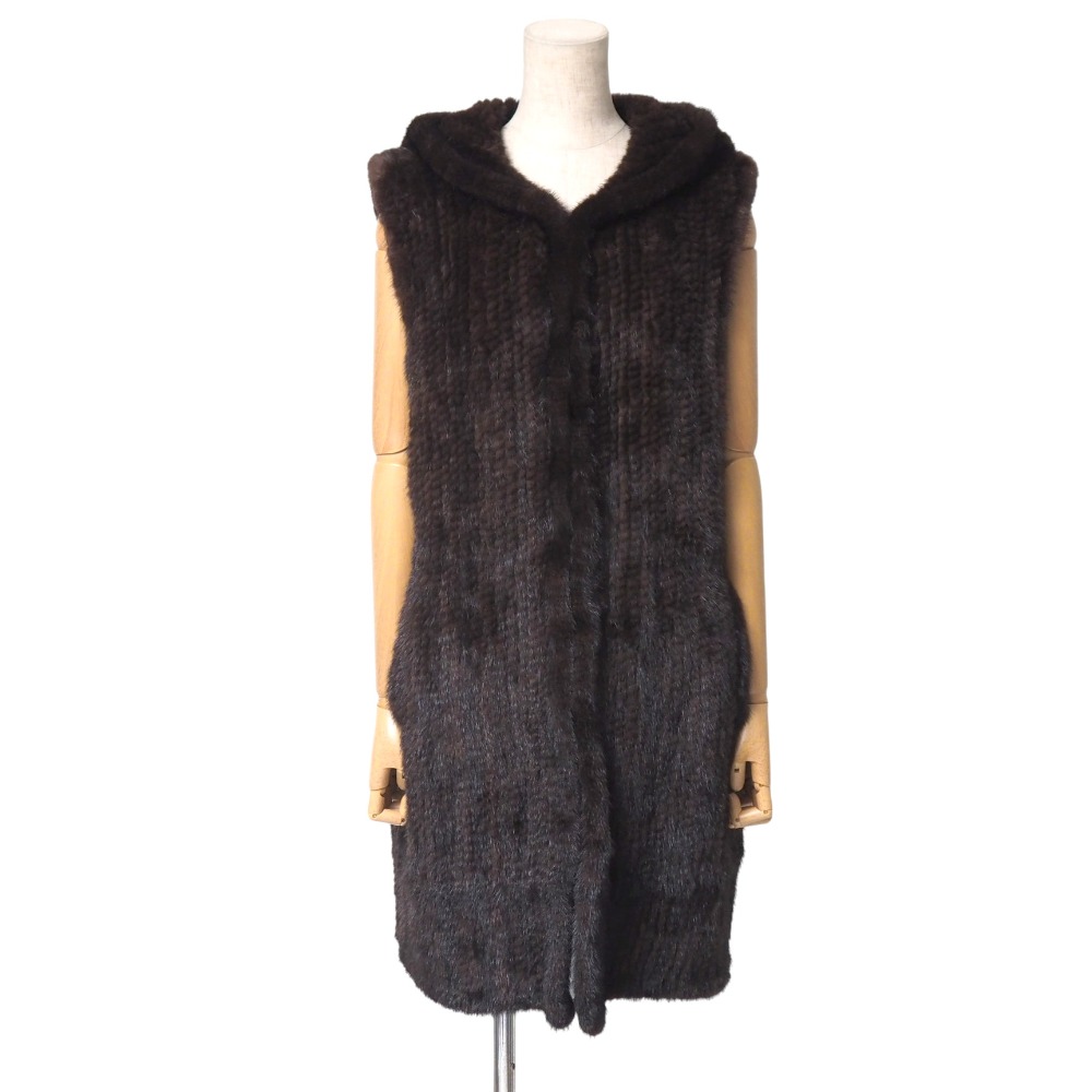 【楽天市場】Mink ミンク コート ミンクヤーン 毛皮 リアルファー ロングベスト フード付き ハンドポケット ドローストリング ブランド古着【中古】20250703/RA5349：トレード ...