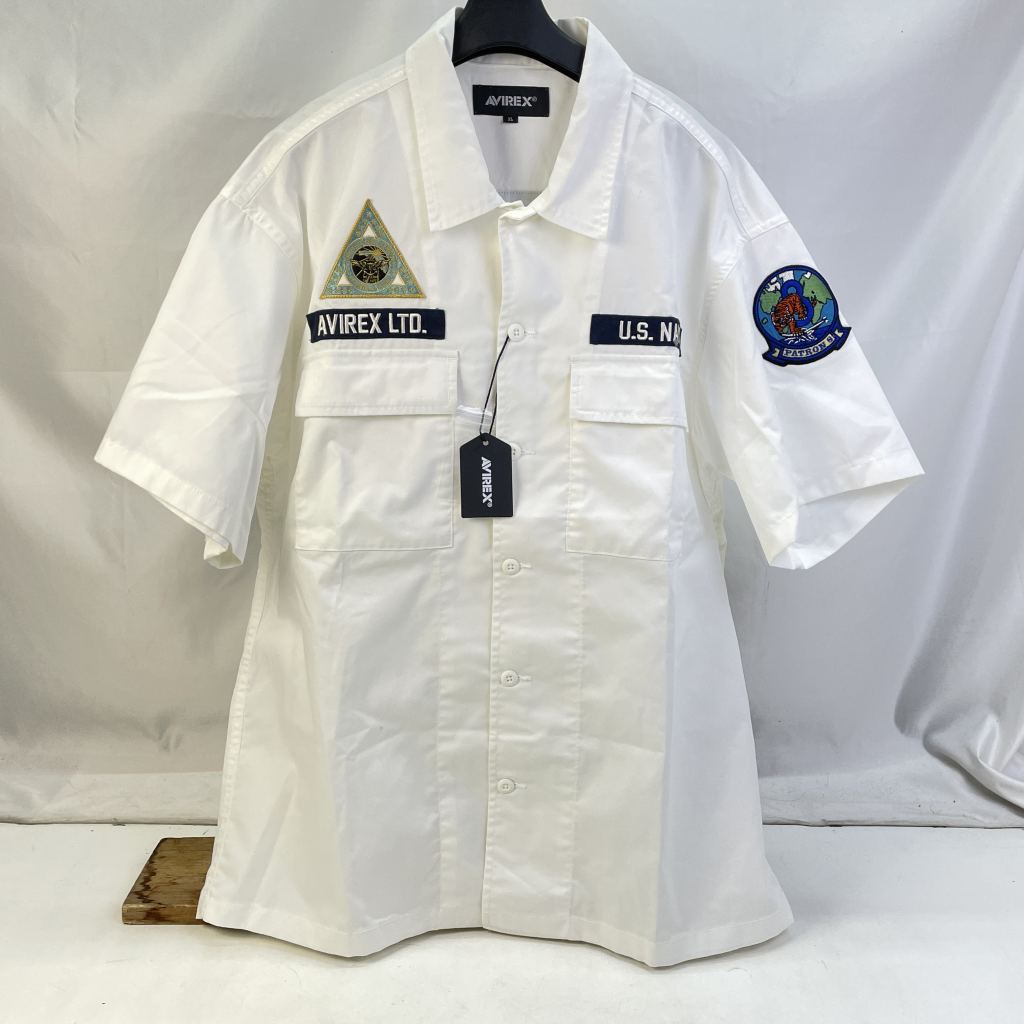 【楽天市場】【中古】 アヴィレックス AVIREX COOLMAX NAS JAX SHORTSLEEVE SHIRT ホワイト サイズXL ...