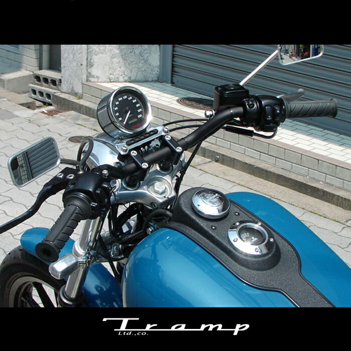 【楽天市場】TRAMP CYCLE トランプサイクル / オフセットなしメーターステー付ライザー スポーツスター ダイナ 汎用 ブラックタイプ ...