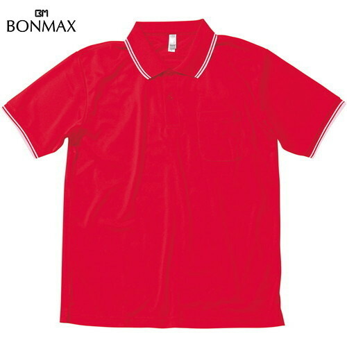【楽天市場】【BONMAX】ボンマックス MS3112-3 ライン入りベーシックドライポロシャツ[レッド][ポロシャツ/カジュアル/スポーツ ...