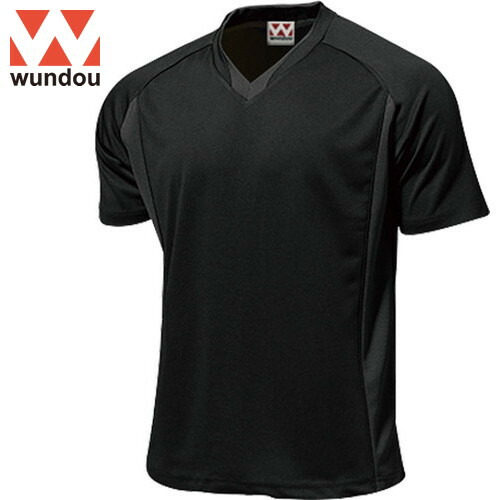 【楽天市場】【wundou】ウンドウ P1910-0034 ベーシックサッカーシャツ[ブラック][サッカーシャツ/スポーツTシャツ/プラクティスシャツ/ラグラン袖/切替デザインBODY/2重衿 ...