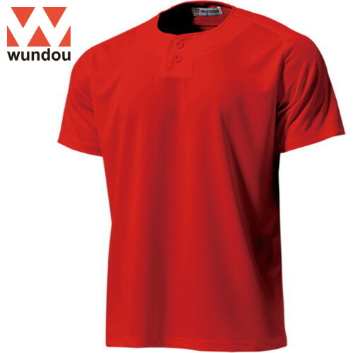 【楽天市場】【wundou】ウンドウ P2710-0011 セミオープンベースボールシャツ[レッド][ユニホーム/ベースボール/ソフトボール/野球/草野球/ゲームシャツ/プラクティスシャツ ...