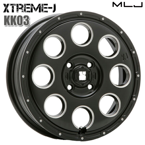 【楽天市場】15インチ 4.5J 4H100 +45 MLJ エクストリームJ KK03 サテンブラック ミルド アルミホイール単品 1本 4本以上送料無料 ：トレッド新横浜師岡店