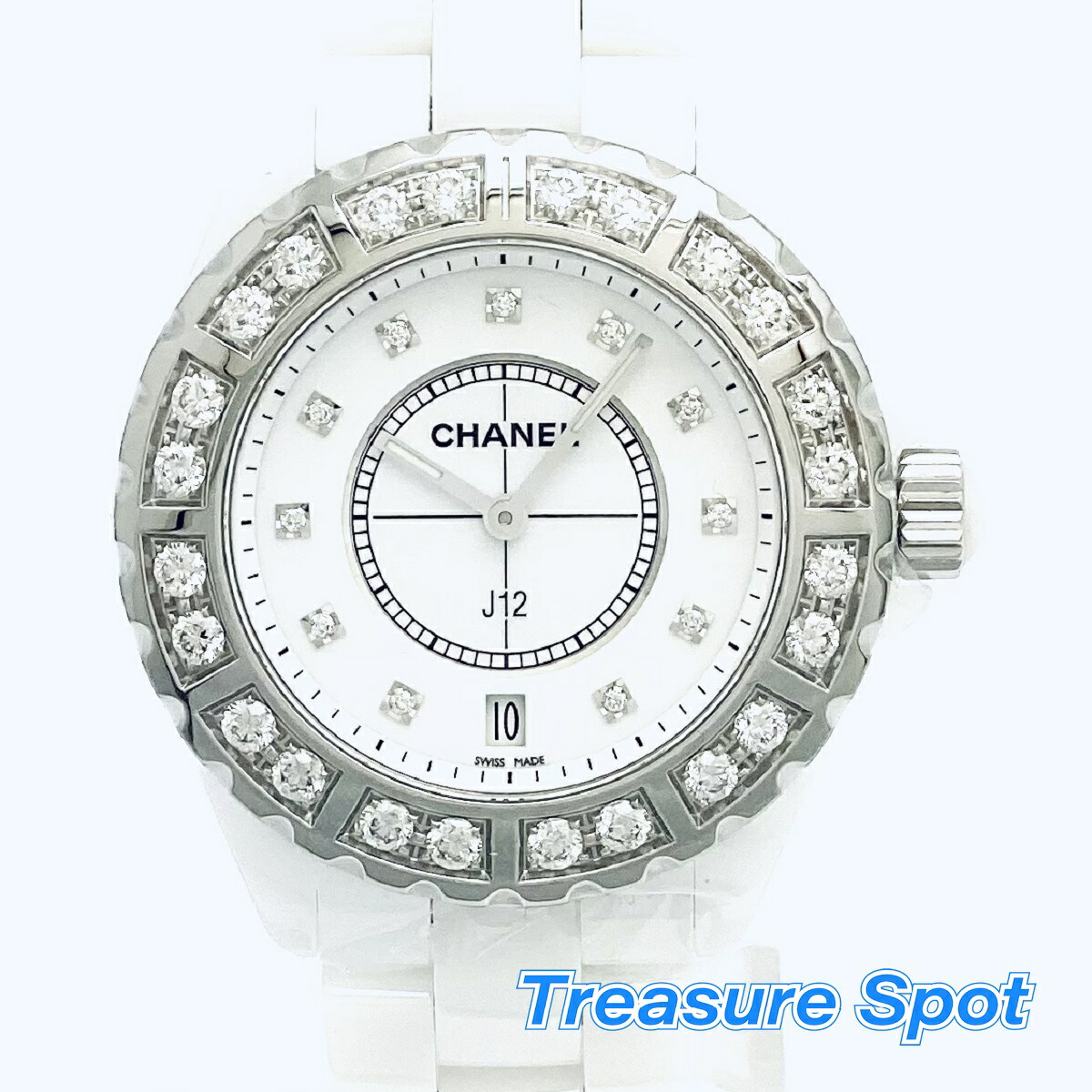 【楽天市場】シャネル CHANEL H2430 J12 ベゼルダイヤ 11Pダイヤ ホワイト セラミック メンズ 38mm QZ クォーツ 腕 ...