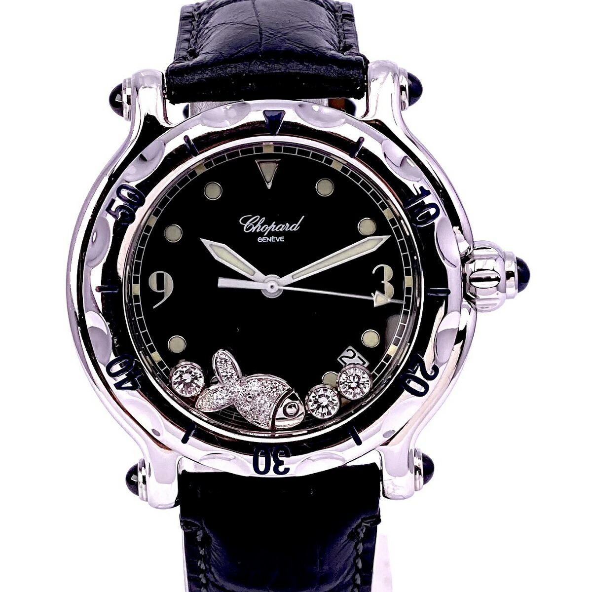 【楽天市場】CHOPARD ショパール ハッピーフィッシュ 28/8347-23 SS/革ベルト 革ベルト（社外品） ステンレス ダイヤモンド ボーイズ 腕時計 送料無料【トレジャースポット ...