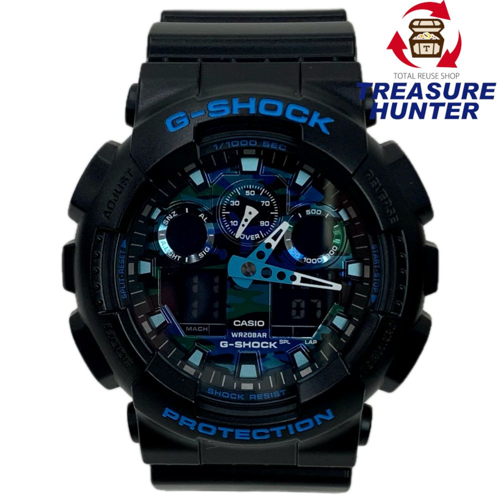 【楽天市場】CASIO G-SHOCK クォーツ腕時計 GA-100CB-1ADR ブラック×ブルー 20気圧防水 カシオ ...