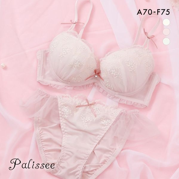 【楽天市場】パリーゼ フリルスカラップ ブラセット ABCDEF ショーツ セット 小花刺繍 フリル まる胸 ナチュラル Palissee レディース trelinge 全3色 A70-M ...